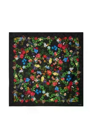 Furla Floral-print Monogram Scarf - Black