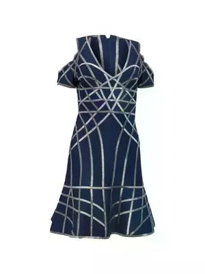 Herve Leger Veronikka Cold-shoulder Flute Dress