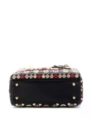 Dior Lady Chain Bag Embroidered Calfskin Mini Satchel - Black