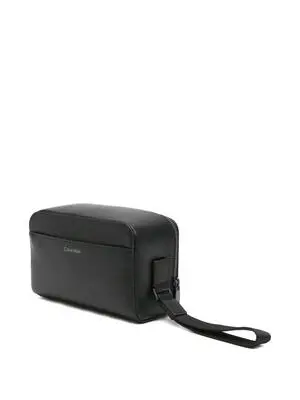 Calvin Klein Logo Plaque Pebbled Tote Bag - Black