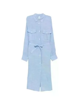 Aspesi Belted Shirt Dress In Slub Texture