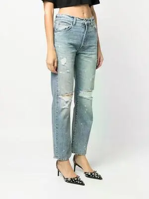 Amiri Paint-splatter Ripped Straight Jeans