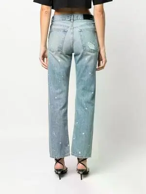 Amiri Paint-splatter Ripped Straight Jeans
