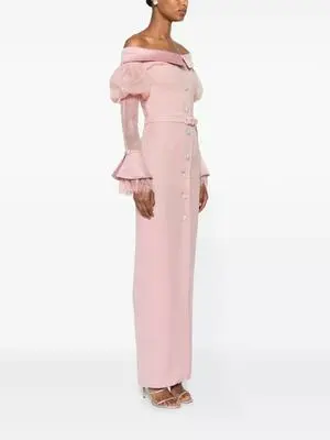 SILK LOVE & LACE Andrea Lace-panelled Off-shoulder Maxi Dress - Pink