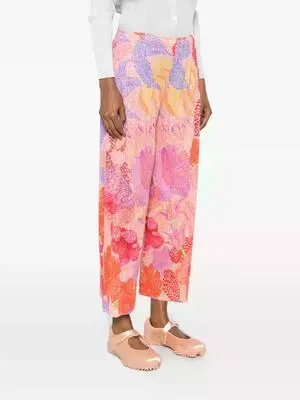 Issey Miyake Abstract Print Cropped Trousers - Pink
