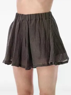 120% Lino Elasticated Waistband Shorts - Brown