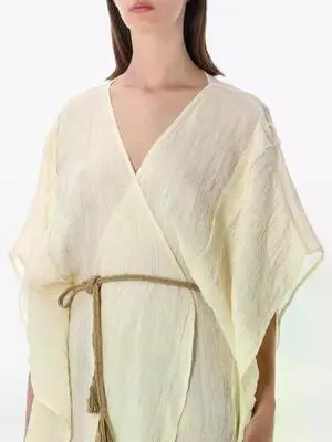 120% Lino V-neck Belted Kaftan