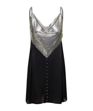 Rabanne Chainmail Panelled Cowl-neck Mini Dress