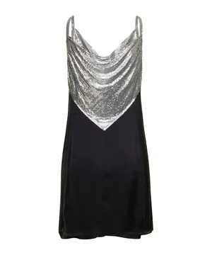 Rabanne Chainmail Panelled Cowl-neck Mini Dress