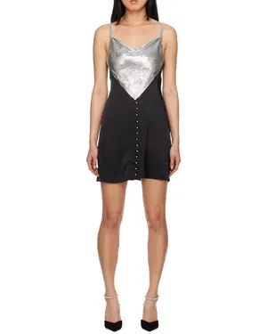 Rabanne Chainmail Panelled Cowl-neck Mini Dress