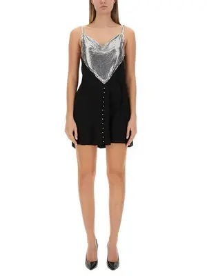 Rabanne Chainmail Panelled Cowl-neck Mini Dress