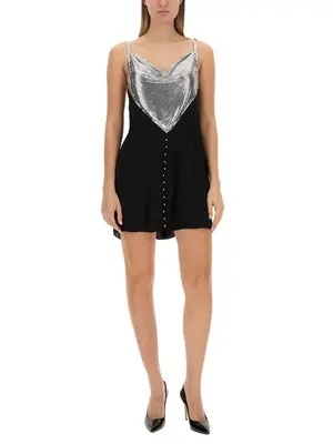 Rabanne Chainmail Panelled Cowl-neck Mini Dress