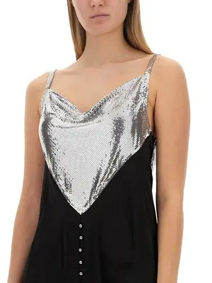 Rabanne Chainmail Panelled Cowl-neck Mini Dress