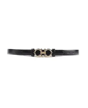 FERRAGAMO Gancini Slim Belt - Black