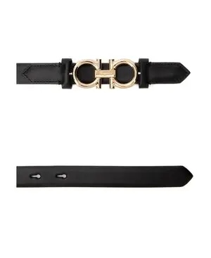 FERRAGAMO Gancini Slim Belt - Black