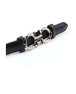 FERRAGAMO Gancini Slim Belt - Black