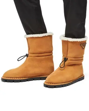 Prada Shearling Logo Booties