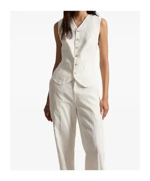 Ralph Lauren V-neck Sleeveless Vest With Button Closure - White