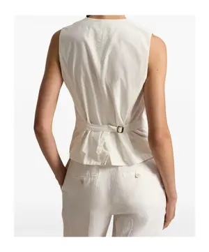 Ralph Lauren V-neck Sleeveless Vest With Button Closure - White