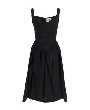 VIVIENNE WESTWOOD Sleeveless Midi Dress With Embroidered Logo - Black