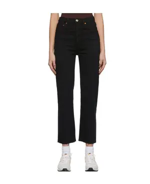 RE/DONE High-rise Straight-leg Jeans - Black