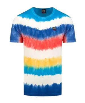 PAUL  SHARK Tie-dye Print Cotton T-shirt - Blue