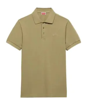 Kenzo Signature Embroidered Slim Polo Shirt - Khaki
