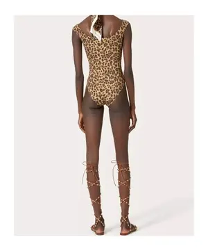 Valentino Garavani Leopard Print Off-the-shoulder One-piece Swimsuit