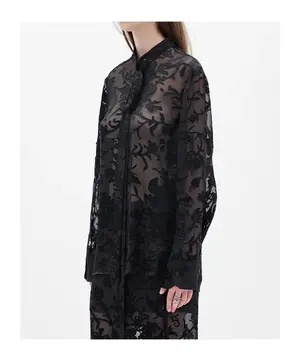 ANN DEMEULEMEESTER Floral Jacquard Tie Neck Shirt