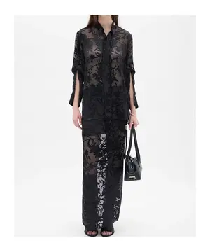 ANN DEMEULEMEESTER Floral Jacquard Tie Neck Shirt