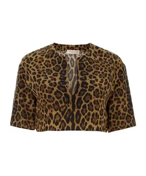 Valentino Garavani Leopard Print Cropped Top