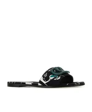 Valentino Garavani Pattern-printed Slip-on Sandals With Crystal Vlogo