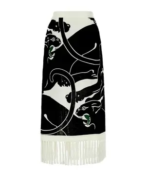 Valentino Garavani Printed Fringed Skirt