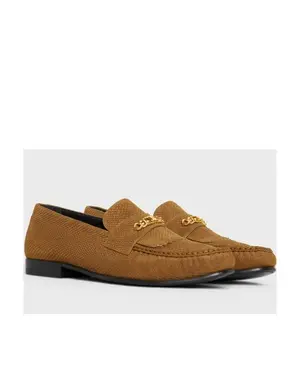 Celine Luco Lizard Loafer With Gold Chain Detail