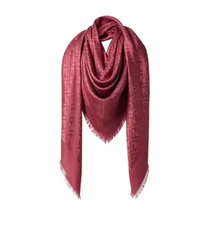 Fendi Ff Jacquard Fringed Scarf - Red