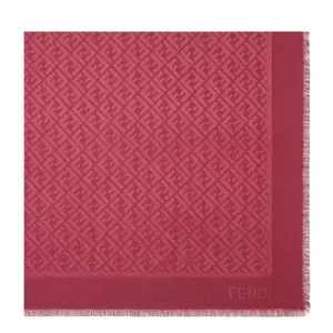 Fendi Ff Jacquard Fringed Scarf - Red
