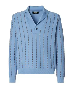 Fendi Long-sleeved Cotton Jumper With Ff Button