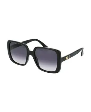 Gucci Oversized Square Sunglasses With Gold Gg Detail - Black