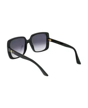 Gucci Oversized Square Sunglasses With Gold Gg Detail - Black