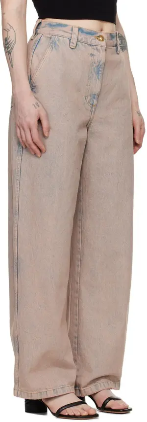 Palm Angels Logo-embroidered Overdyed Jeans