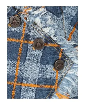 VIVIENNE WESTWOOD Frayed Check Jacket - Gray