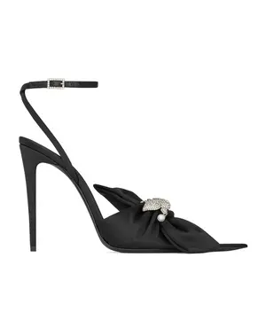 Saint Laurent Embellished Bow Heeled Pumps - Black