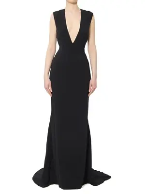 Plunge Neck Maxi Evening Dresses