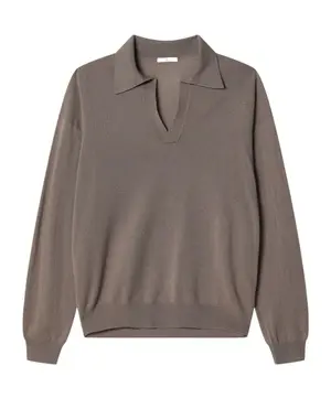 Auralee Long-sleeve Open-collar Polo Shirt - Gray