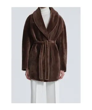 Nour Hammour Long-sleeved Coat With Shawl Collar And Waist Tie