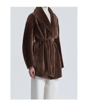 Nour Hammour Long-sleeved Coat With Shawl Collar And Waist Tie