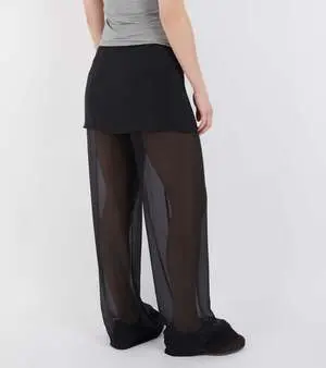 Paloma Wool Layered Sheer Wide-leg Pants With Skirt Overlay