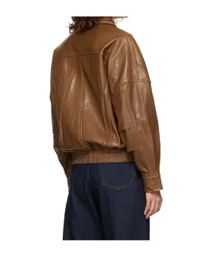 Nour Hammour Long-sleeve Leather Jacket - Brown