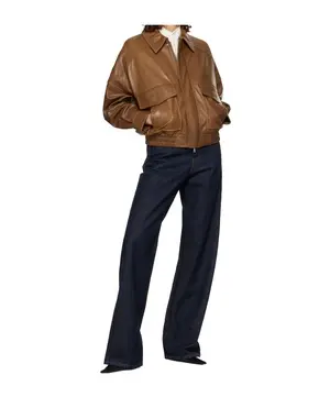 Nour Hammour Long-sleeve Leather Jacket - Brown