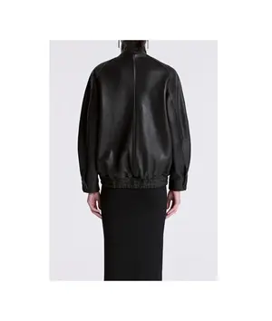 Nour Hammour Ariste Leather Jacket With High Neck And Double Closure - Black